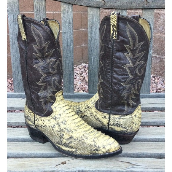Dan Post | Shoes | Vintage Dan Post Python Mens Boots 1 D Snakeskins ...